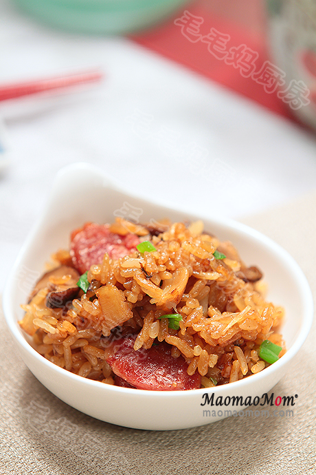 Chinese sticky rice with mushroom, scallops and sausage | MaomaoMom ...